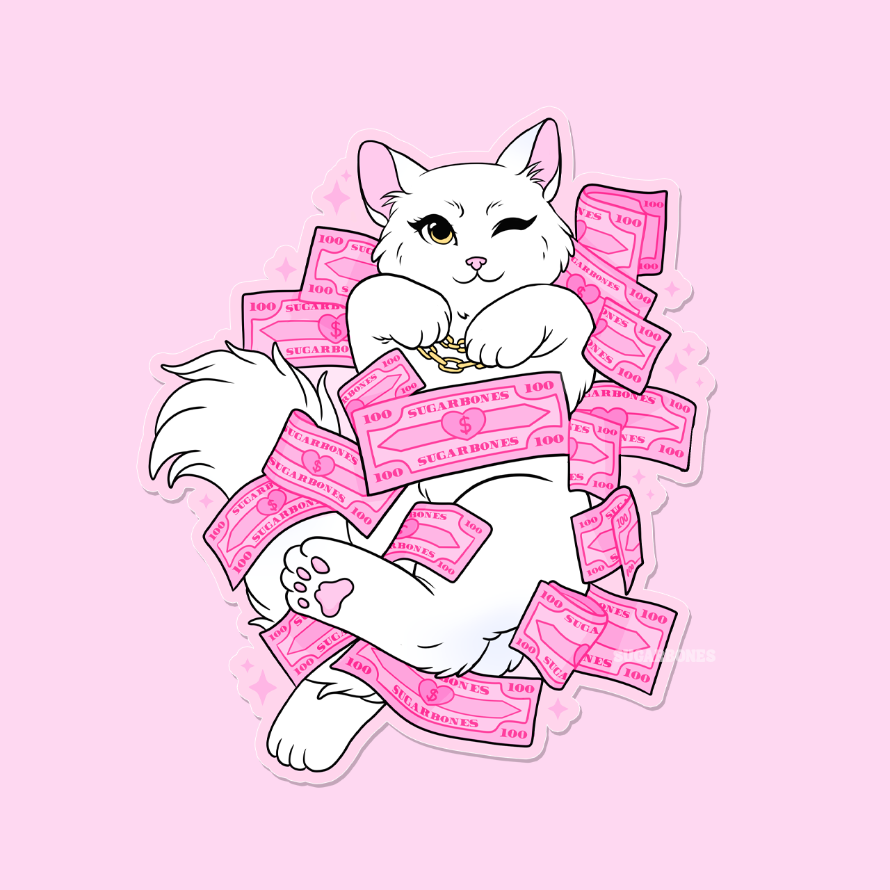 Cash Kitty | Sticker – Sugarbones